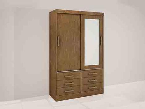 Guarda-Roupa 2 Portas 6 Gavetas c/Espelho Ypê Meridian 1.35 D'Doro ...