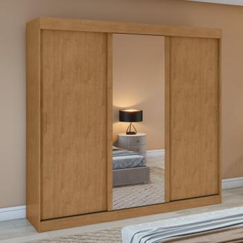 Guarda-roupa 3 Portas 3 Gavetas Saion Plus 1 Porta Glass Amêndoa Clean ...