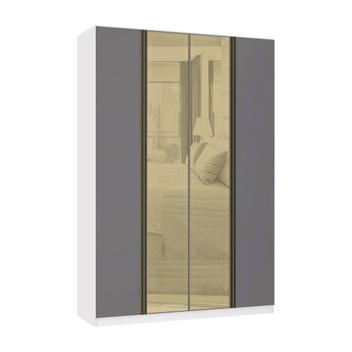 Guarda Roupa 4 Portas 3 Gavetas 159,2 cm com Vidro Reflecta Bronze ...