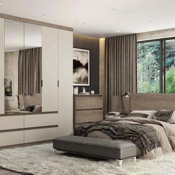 Guarda-roupa 6 Portas 250cm X 230cm X 55cm Nobre Rustic / Off White ...