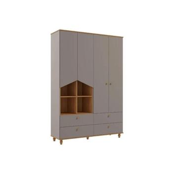 Guarda Roupa Bebê 4 Portas e 4 Gavetas Casinha Fendi/Nature - Permóbili ...