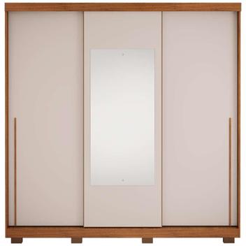 Guarda-Roupa Casal 3 Portas de Correr Com Espelho Magestic Freijó Off ...