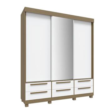 Guarda Roupa Casal 3 Portas de Correr Espelho Sidney Rimo Branco ...
