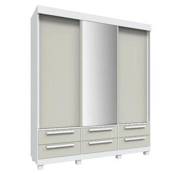 Guarda Roupa Casal 3 Portas de Correr Espelho Sidney Rimo Branco ...