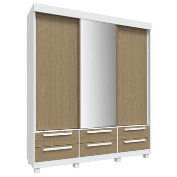 Guarda Roupa Casal 3 Portas de Correr Espelho Sidney Rimo Branco ...