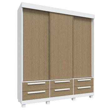 Guarda Roupa Casal 3 Portas de Correr Sidney Rimo Carvalho/Branco ...