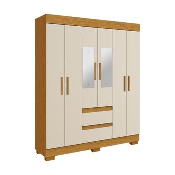 Guarda Roupa Casal 6 Portas 2 Gavetas Com Espelho Maya Acp Móveis Cinamomo/Off White - ACP ...