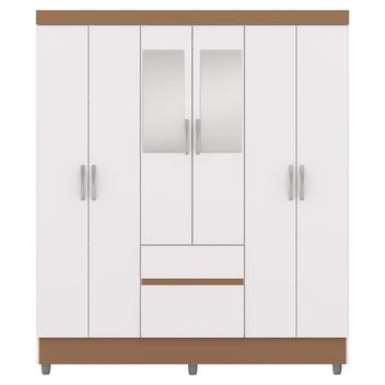 Guarda Roupa Casal 6P 2G Espelho 153 cm Branco Camarim VLR - Milani ...