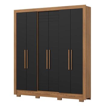 Guarda Roupa Casal B366 Nature Preto HP Henn - Briz Móveis - Briz Moveis - Guarda-Roupa ...