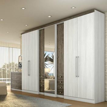 Guarda Roupa Casal com Espelho 7 Portas 8 Gavetas Absolut Glass THB ...