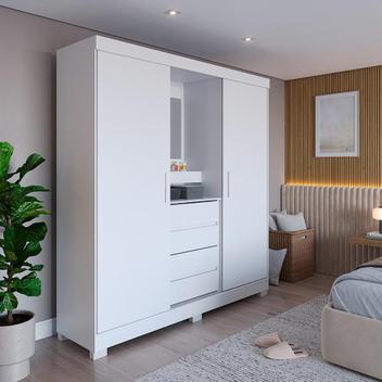 Guarda-Roupa Casal com Espelho e Penteadeira Grécia 2 PT 4 GV Branco ...