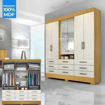 Guarda Roupa Casal com Penteadeira Débora 6Portas 9 Gaveta C/Espelho ...