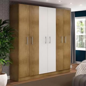 Guarda Roupa Casal Grande 220Cm 6 Portas 2 Gavetas Terracota ...