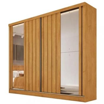 Guarda Roupa Casal Ripado com Espelho 2 Portas de Correr 100 mdf Galati ...