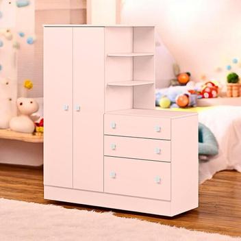 Guarda Roupa Com Cômoda Infantil 3 Gavetas Cabideiro E 2 Portas ...