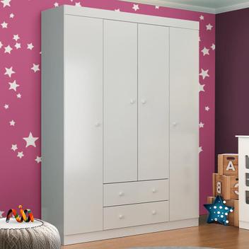 Guarda Roupa De Bebê 4 Portas 2 Gavetas Branco Hannah Shop JM Baby ...