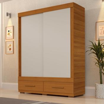 Guarda Roupa De Solteiro Sereno Com 2 Portas De Correr E 2 Gavetas ...