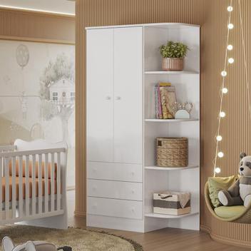 Guarda Roupa Infantil 2 Portas com Cantoneira Lua Encantada Branco ...
