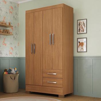 Guarda Roupa Infantil 4 Portas e 2 Gavetas Amy Espresso Móveis Cinamomo ...