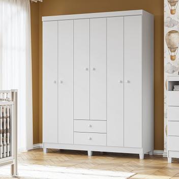 Guarda Roupa Infantil 6 Portas 2 Gavetas Aquarela Baby I01 Branco ...