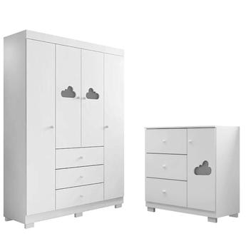 Guarda Roupa Infantil Ane 4 Portas mais Cômoda Em Mdf Com Pés - Phoenix ...