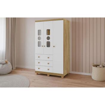 Guarda Roupa Infantil c/ 3 Portas (2 Cristal) e 3 Gavetas Tedy Branco ...
