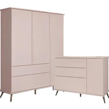 Guarda Roupa Infantil Com 3 Portas Mais Cômoda Sapateira Retro ...