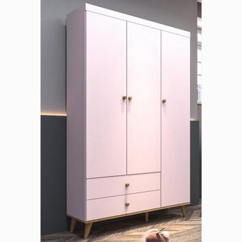 Guarda Roupa Infantil Retrô 3 Portas com Gavetas Lígia Rosa Fosco com ...