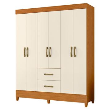 Guarda Roupa Mobi 6 Portas 2 Gavetas Cinamomo/Off White - ABZ ...