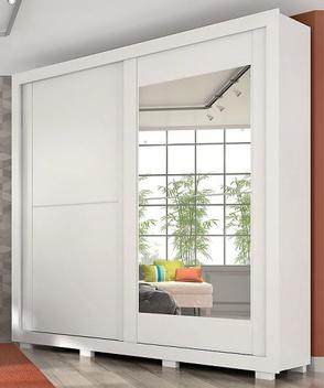 Guarda Roupa Nicole Plus 2 portas c/ espelho - Branco - 100% MDF - ACP ...