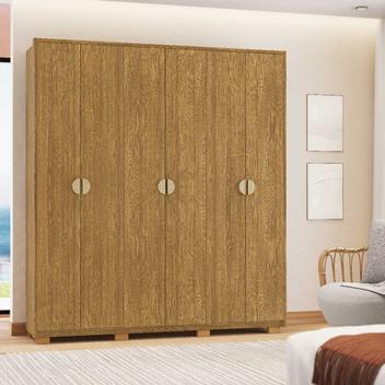 Guarda-Roupa Noronha com Maleiro interno 6 Portas 4 Gavetas Nature 100% ...
