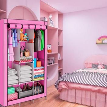 Guarda roupa rosa portátil desmontável para quarto de menina closet ...