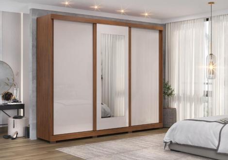 Guarda-roupa royal com espelhos freijo/off white 3 portas - dj móveis ...