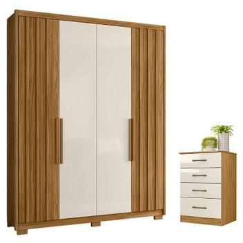 Guarda Roupa Solteiro Califórnia e Cômoda MS913 Freijó Off White Moval ...