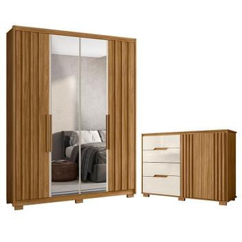 Guarda Roupa Solteiro Califórnia e Cômoda Texas Freijó Off White com ...