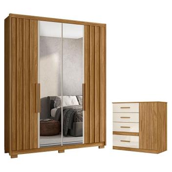 Guarda Roupa Solteiro Califórnia e Cômoda Vênus Freijó Off White com ...