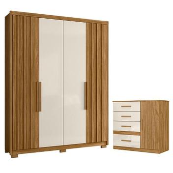 Guarda Roupa Solteiro Califórnia e Cômoda Vênus Freijó Off White ...