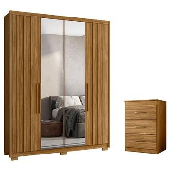 Guarda Roupa Solteiro Califórnia e Cômoda Vitória Freijó com Espelho ...