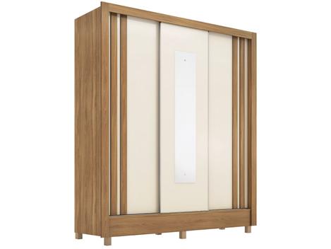 Guarda-roupa Solteiro com Espelho 3 Portas de Correr 2 Gavetas Demóbile ...