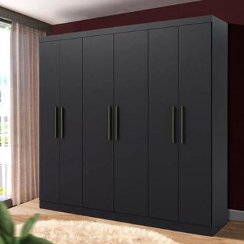 Guarda Roupa Solteiro Grande 6 Portas 234cm Preto Fosco Roose Shop Jm ...