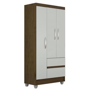 Guarda Roupa Solteiro Lohaine 3 Pts Cedro/ Off White - A Móveis ...