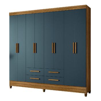 Guarda Roupas Casal 8 Portas 4 Gavetas Freijó/Cinza Flórida Moval ...