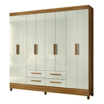 Guarda Roupas Casal 8 Portas 4 Gavetas Freijó/Off White Flórida Moval ...