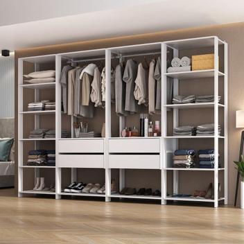 Guarda-Roupas Closet Modulado 270cm 4 Peças com 4 Gavetas e Cabideiros ...