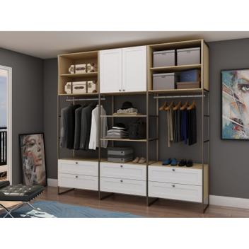 Guarda Roupas Módulo para Closet Casal 100% MDF com Metalon 3 Módulos 6 ...