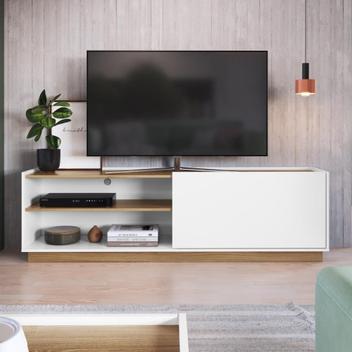 Hack Para TV Até 75 Polegadas Asti Com 1 Porta Branco Oak - Completa Móveis - Rack - Magazine Luiza
