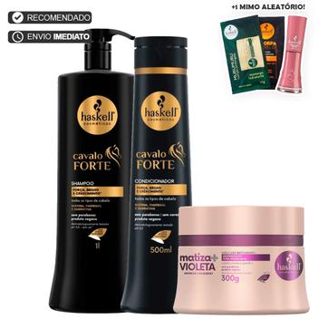 Haskell Cavalo Forte Shp 1 Litro Cond 500ml + Máscara Roxa - Kit de Tratamento para Cabelos ...