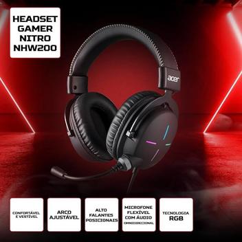 Headset Gamer Nitro NHW200 Gen 2 desing over-ear RGB com Microfone ...