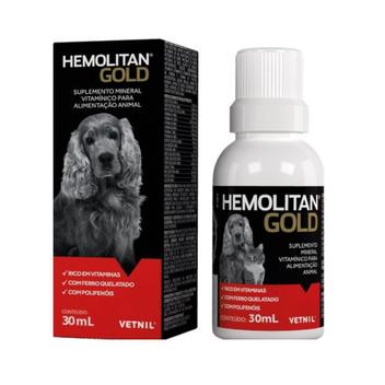 Hemolitan Gold 30ml Suplemento Mineral Vitamínico Pet Vetnil ...