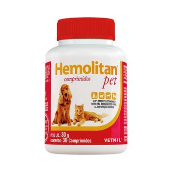 Hemolitan Pet Suplemento Para Cães E Gatos - 30 Comprimidos - Vetnil ...